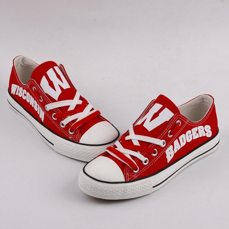 Hot Sale Novelty Design Wisconsin Badgers Shoes Low Top Canvas Shoes ...