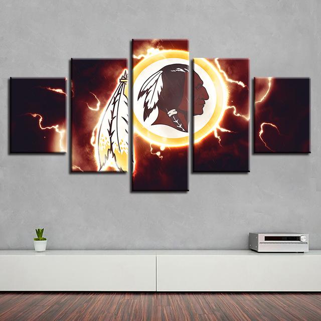 5 Panel Washington Redskins Wall Art – Lightning Canvas Décor – 4 Fan Shop